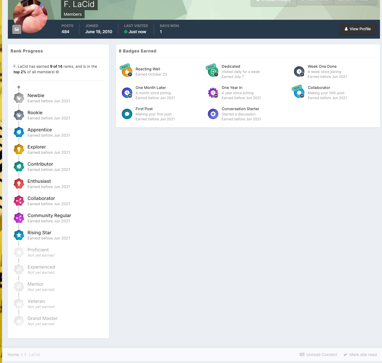 Another Low Priority - Member's Status? - Site Tech Support & Forum ...